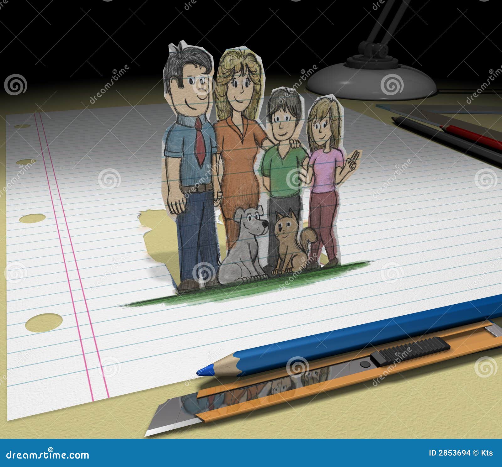 Sketch your dream (family) stock illustration. Illustration of school ...