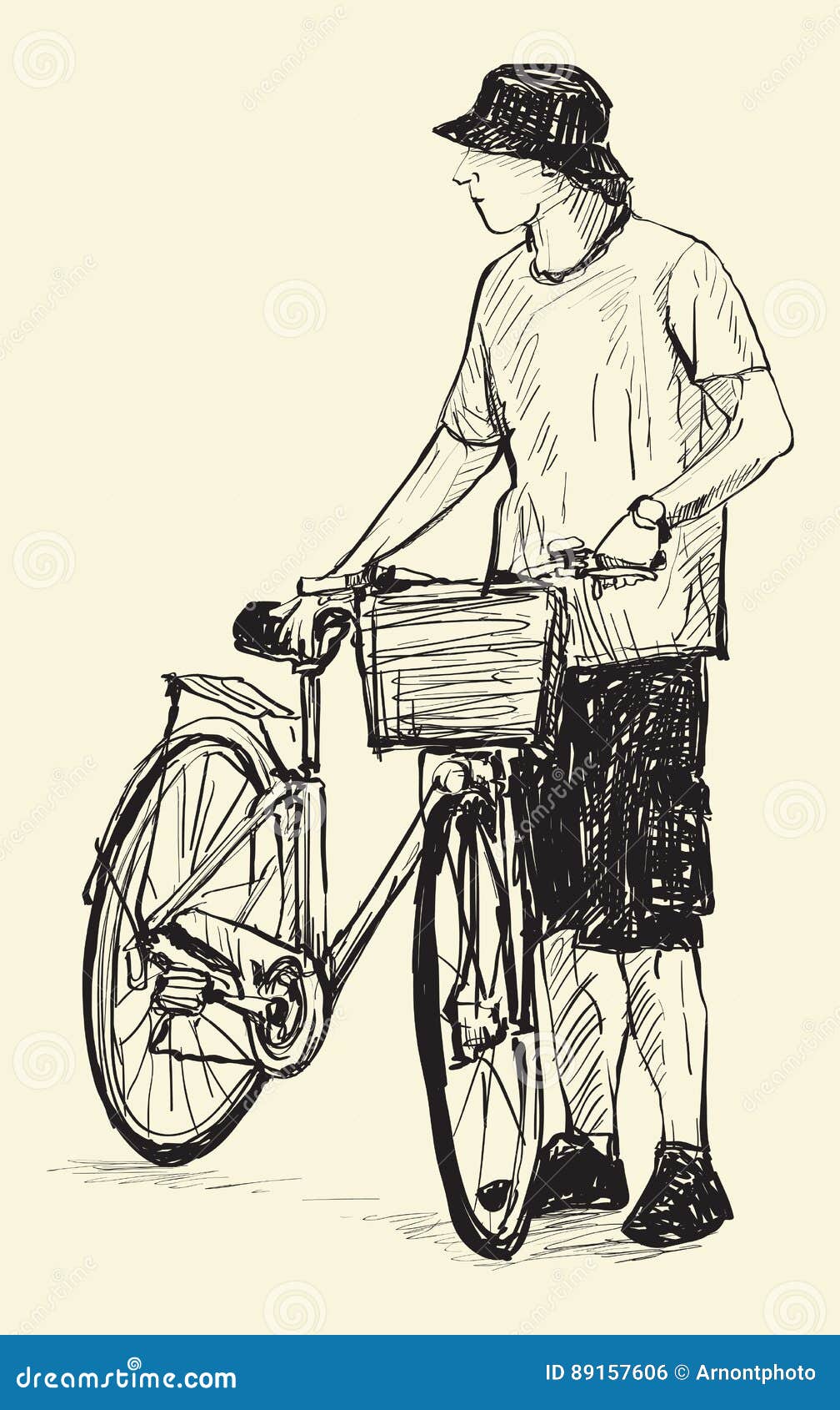 Sketcha Man and Bicycle, Free Hand Drawing, Vector Stock Vector ...