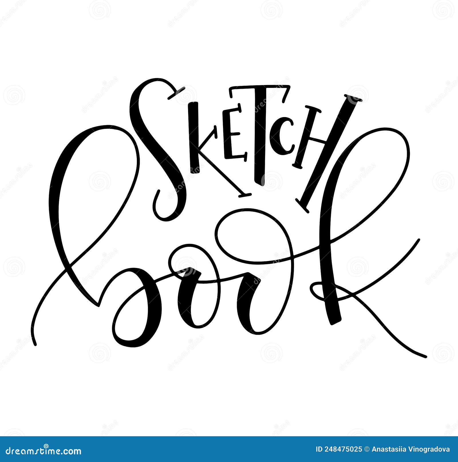Sketchbook Black Lettering Isolated on White Background Stock Vector ...
