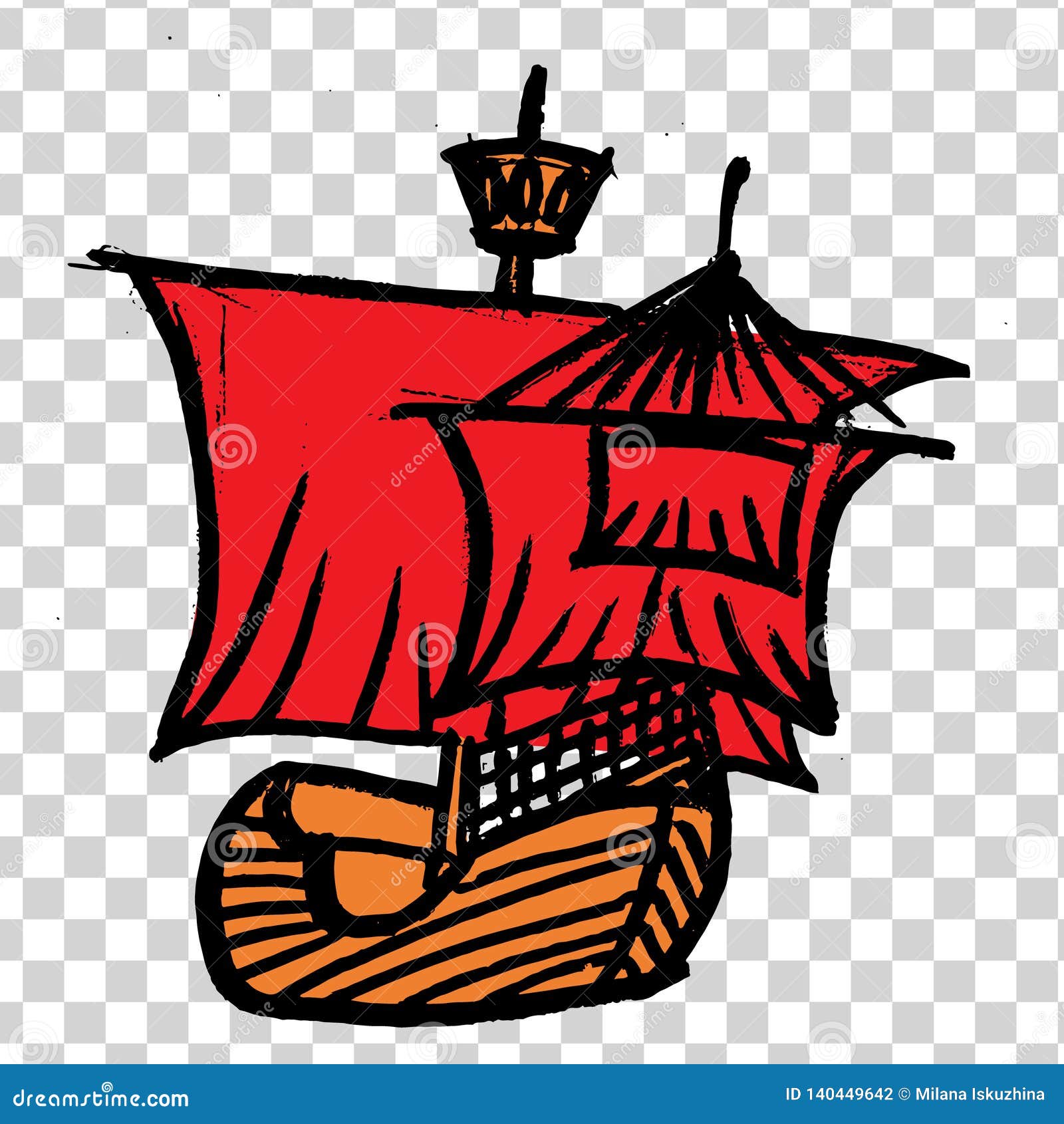Sketche of Ship with RED Sails Stock Vector - Illustration of icon ...