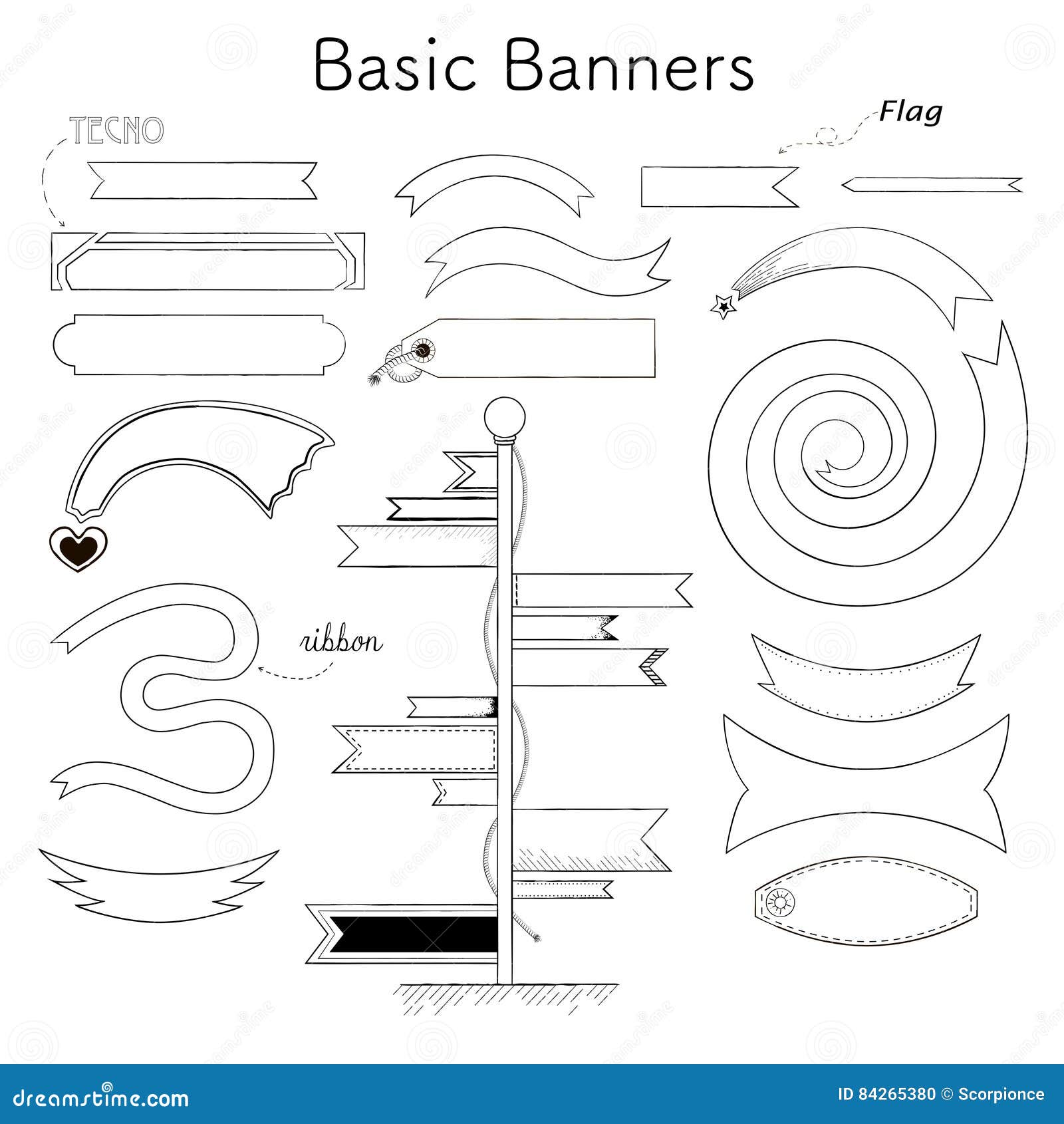 Sketched banners set stock illustration. Illustration of drawing - 84265380