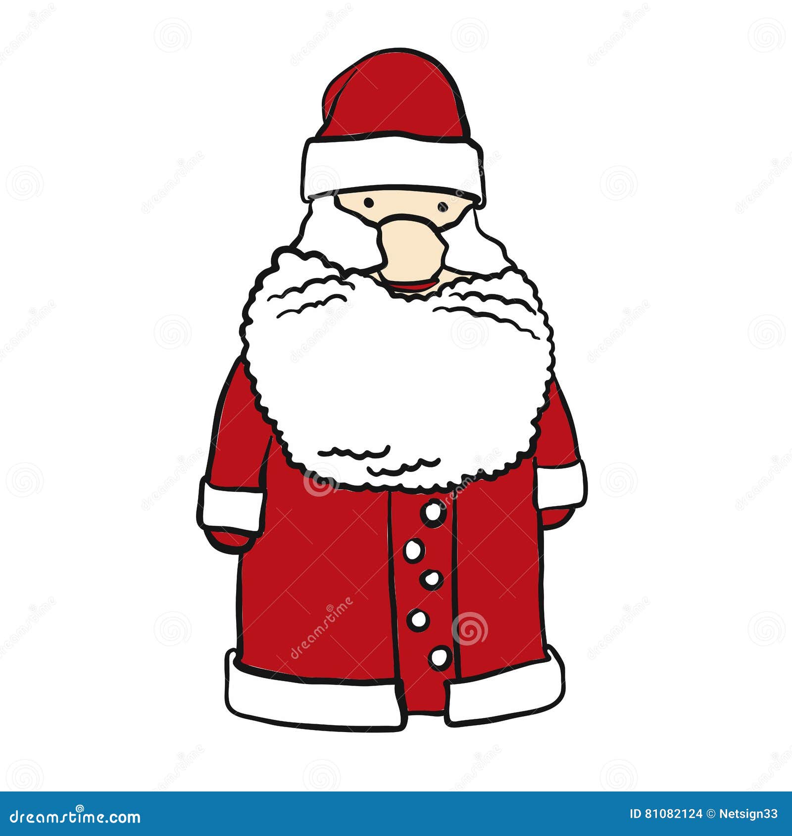 Sketched Bearded Santa Claus Cartoon Element Stock Vector ...