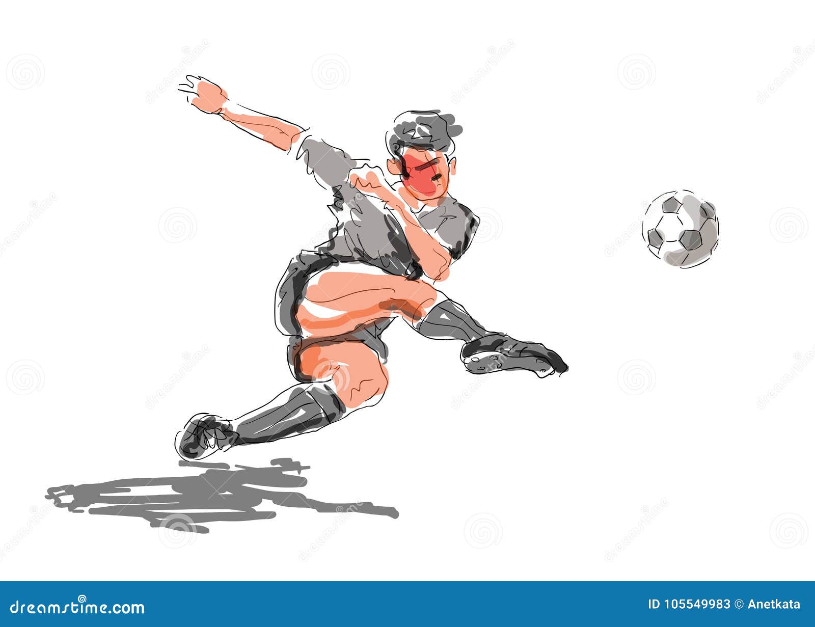 Sketched football player stock vector. Illustration of ball - 105549983