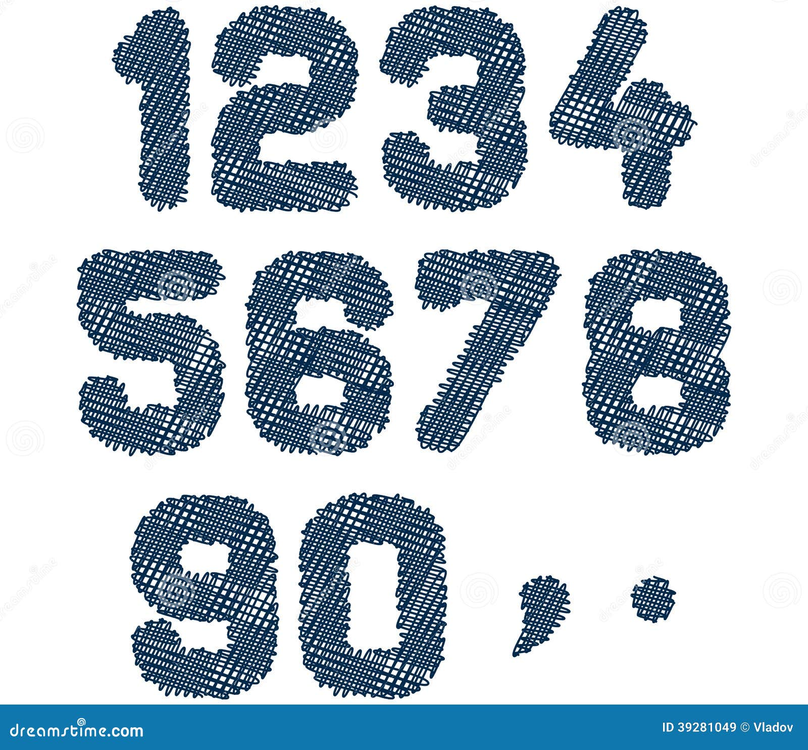 Sketched numbers stock vector. Illustration of collect - 39281049