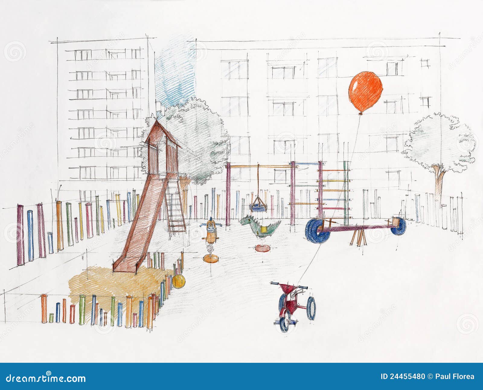 Sketched of Outdoors Children S Playground Stock Illustration ...