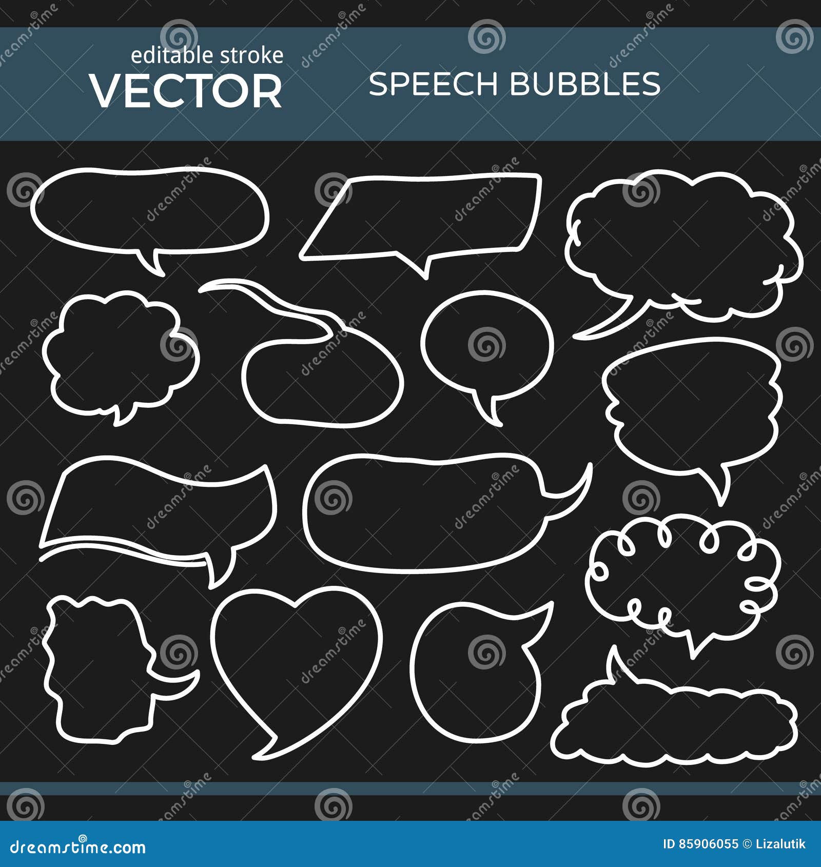 Sketched Speech Bubbles with Editable Stroke Stock Vector ...