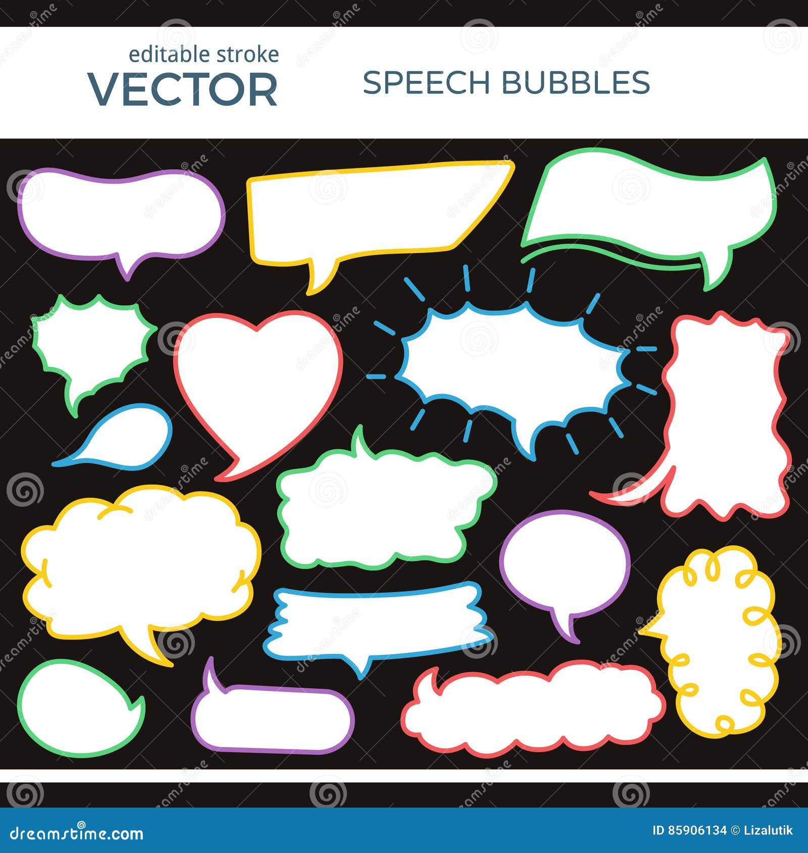 Sketched Speech Bubbles with Editable Stroke Stock Vector ...