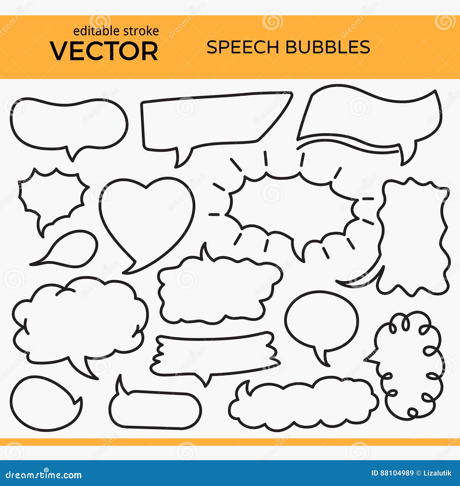 Sketched Speech Bubbles with Editable Stroke Stock Vector ...