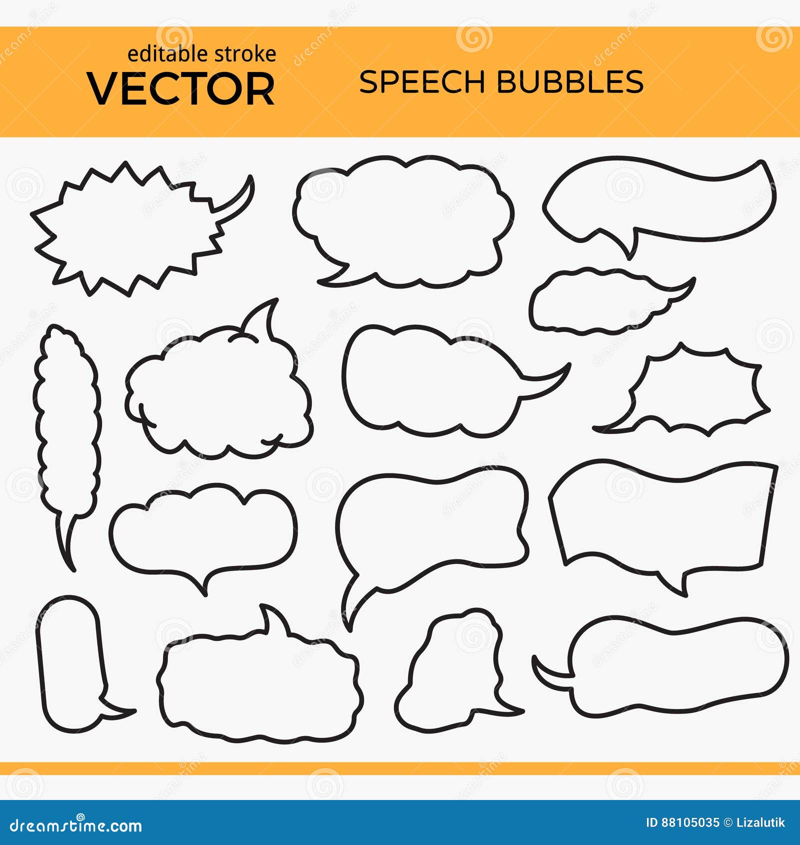 Sketched Speech Bubbles with Editable Stroke Stock Vector ...