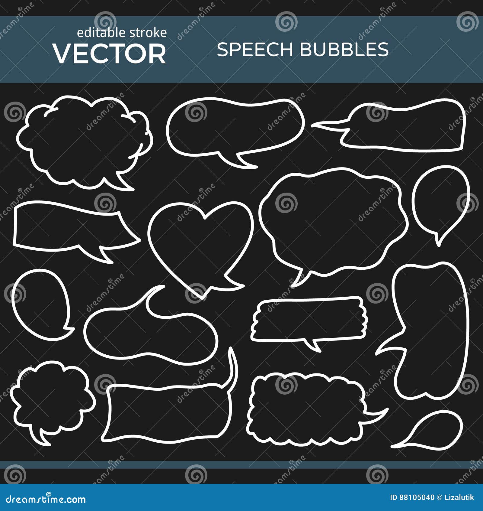 Sketched Speech Bubbles with Editable Stroke Stock Vector ...