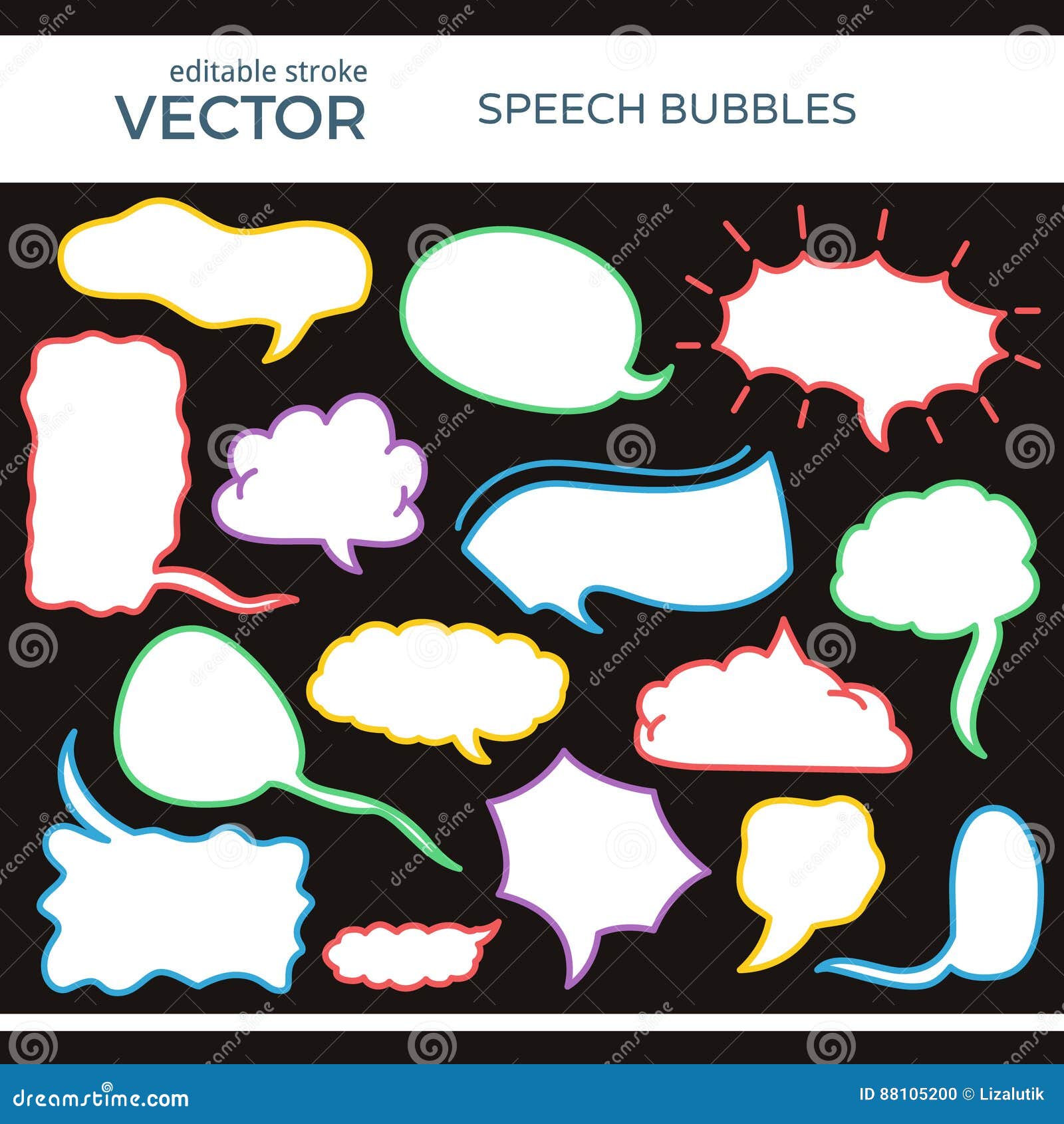 Sketched Speech Bubbles with Editable Stroke Stock Vector ...