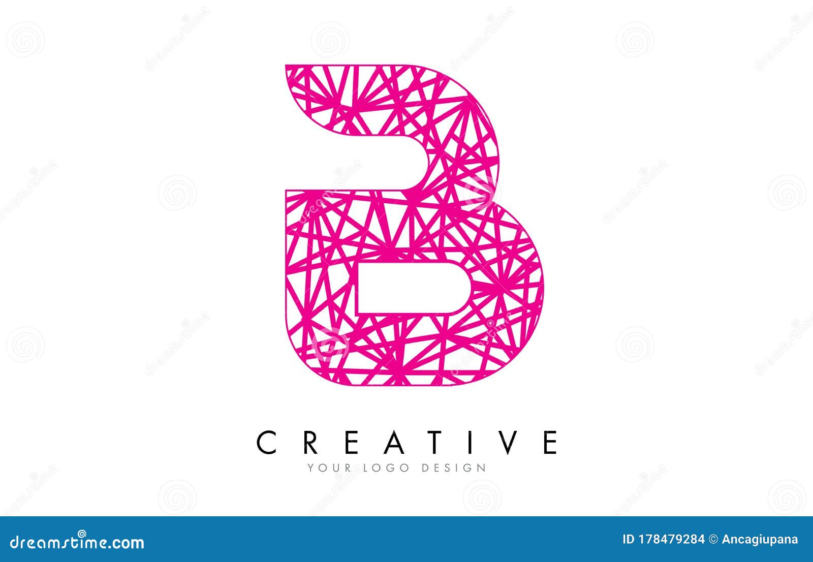 Sketched Stylized Letter B with Different Pink Lines Pattern Design ...