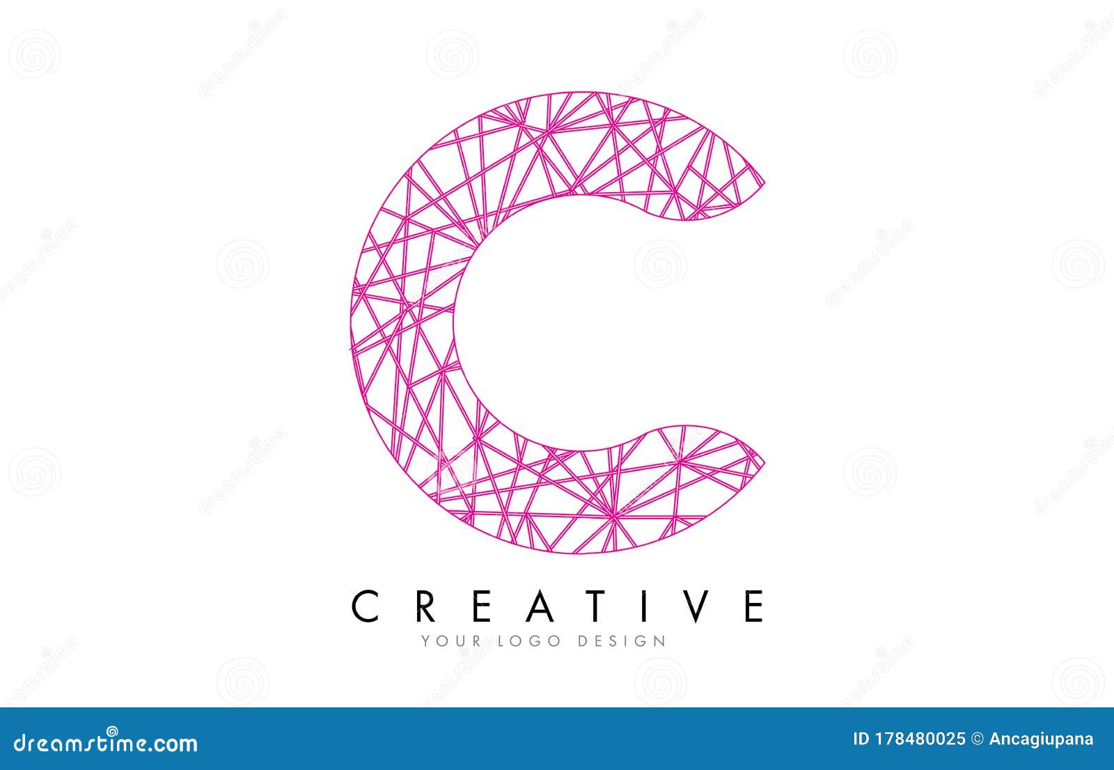 Sketched Stylized Letter C with Different Pink Lines Pattern Design ...