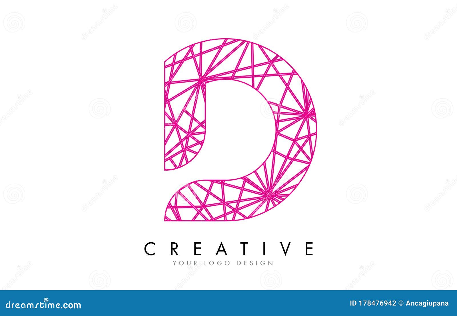 Sketched Stylized Letter D with Different Pink Lines Pattern Design ...