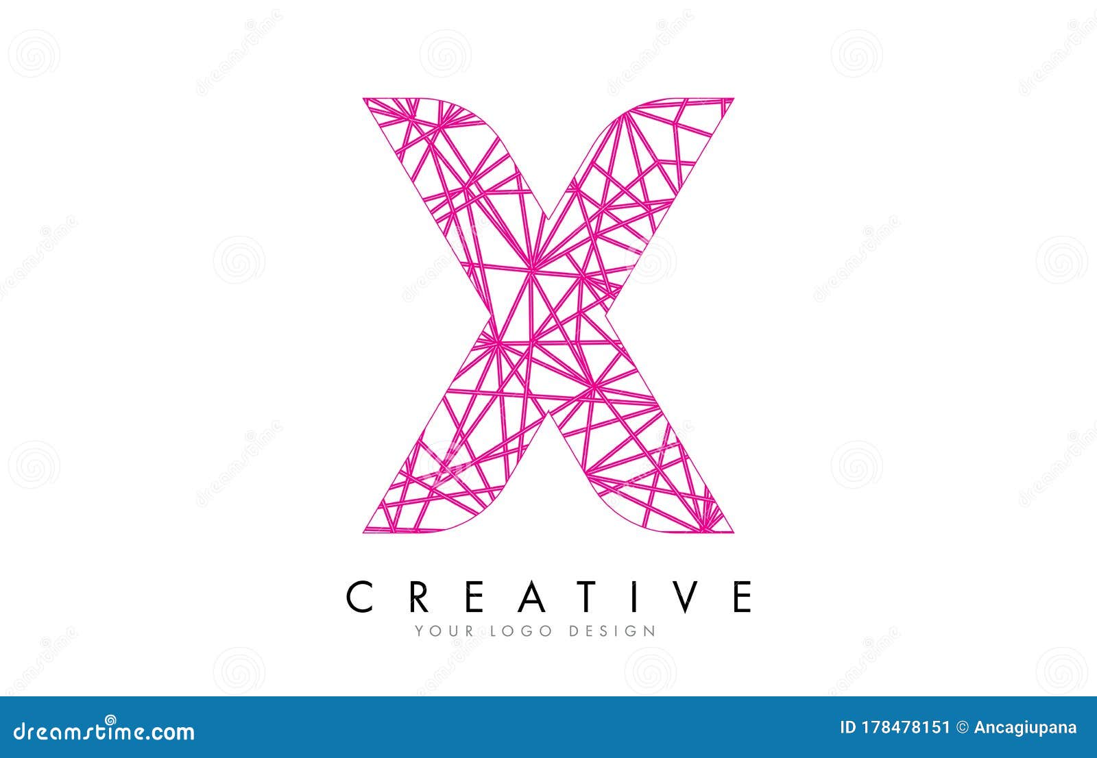 Sketched Stylized Letter X with Different Pink Lines Pattern Design ...
