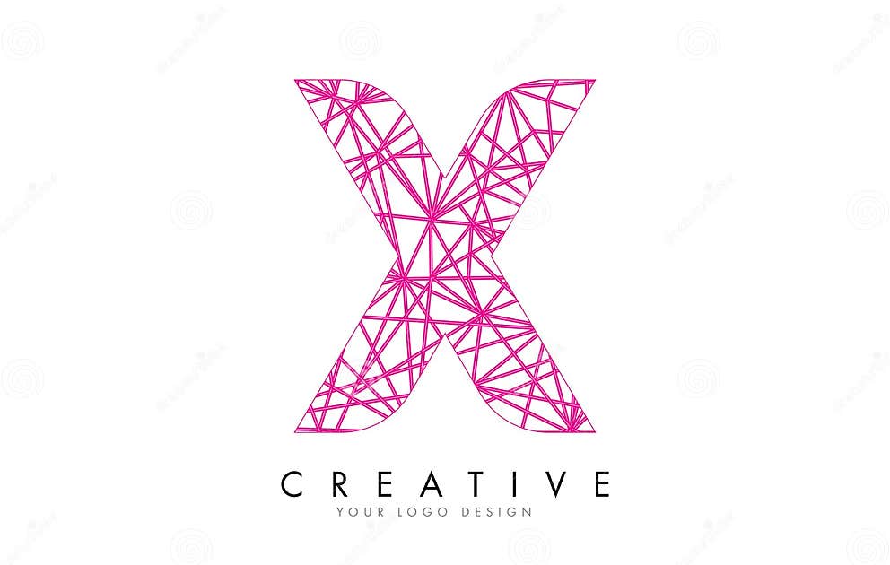 Sketched Stylized Letter X with Different Pink Lines Pattern Design ...
