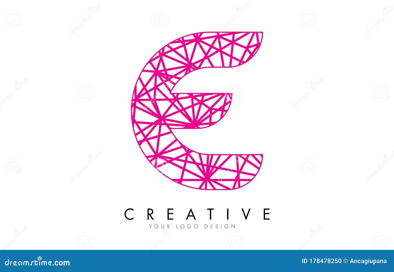 Sketched Stylized Letter E with Different Pink Lines Pattern Design ...