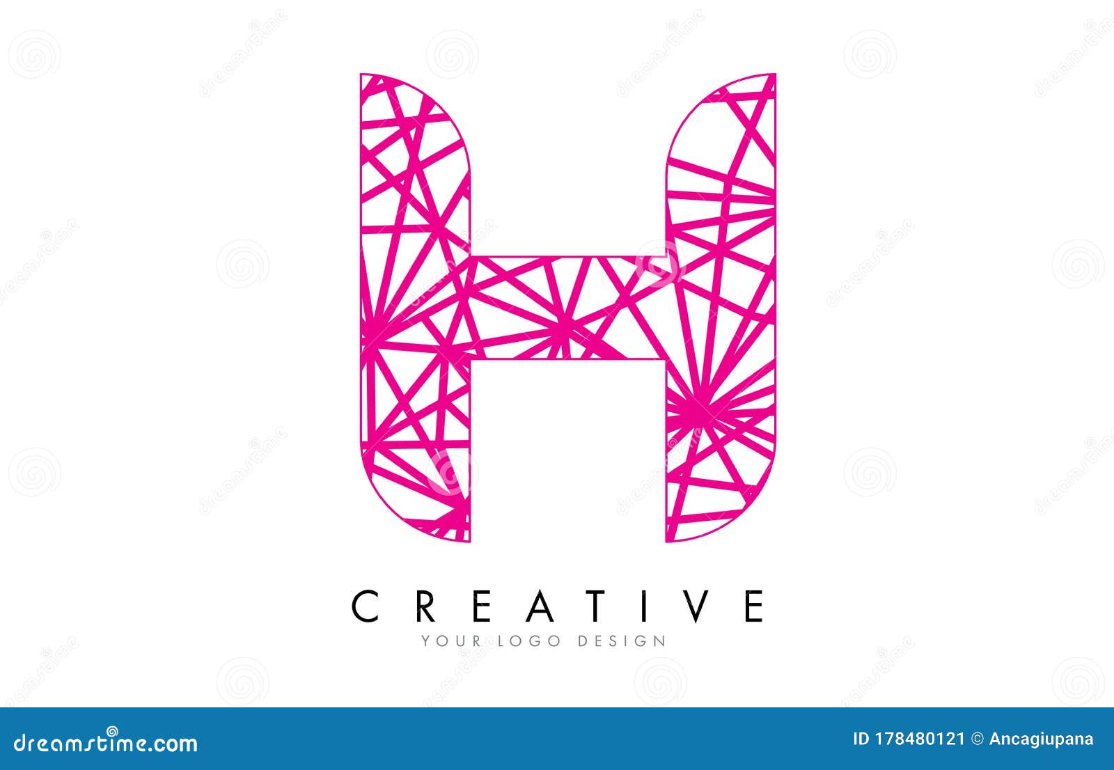 Sketched Stylized Letter H with Different Pink Lines Pattern Design ...