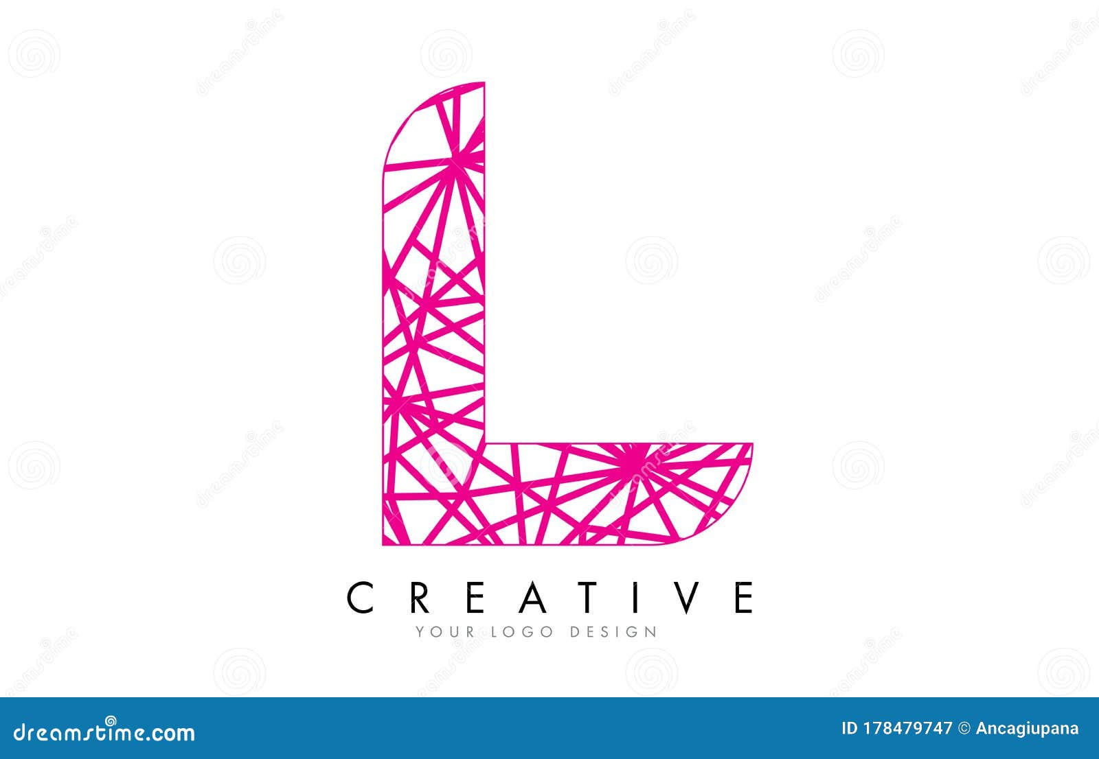 Sketched Stylized Letter L with Different Pink Lines Pattern Design ...