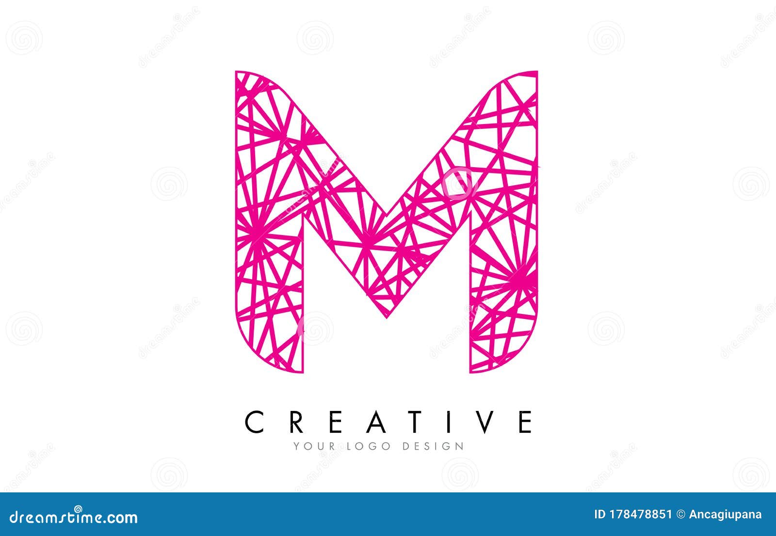 Sketched Stylized Letter M with Different Pink Lines Pattern Design ...
