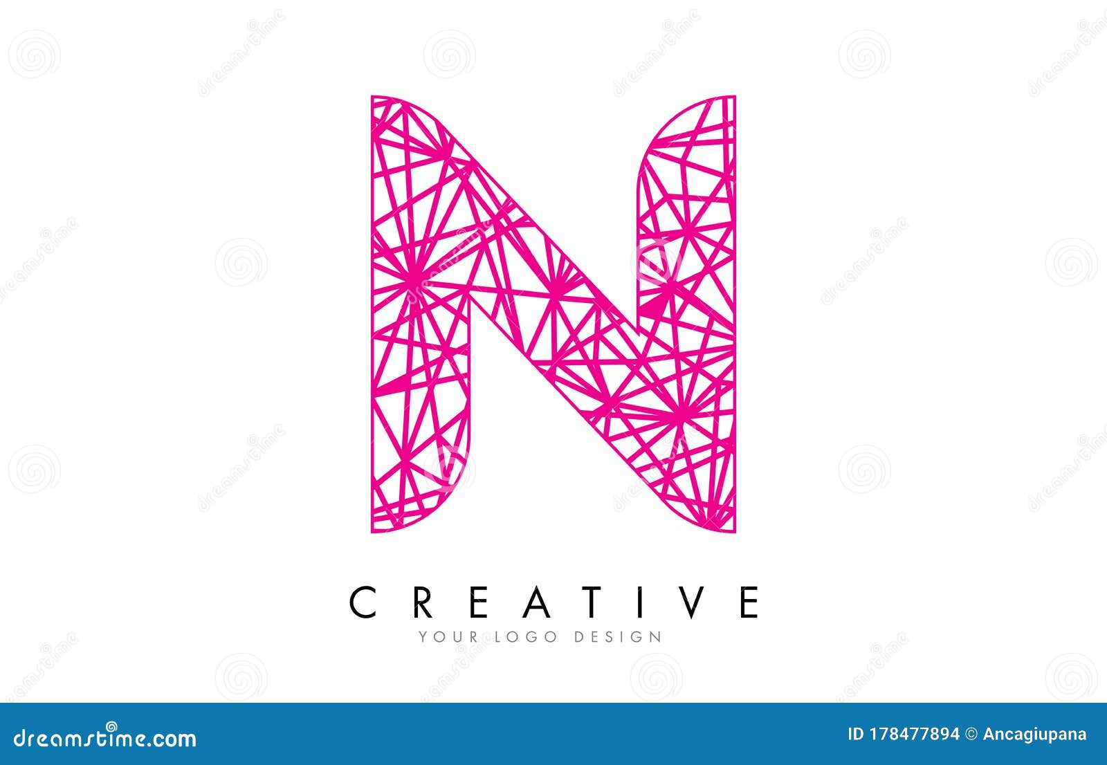 Sketched Stylized Letter N with Different Pink Lines Pattern Design ...