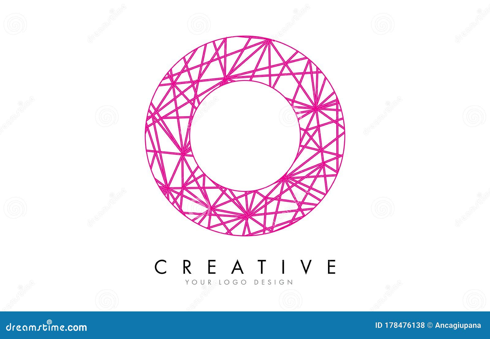 Sketched Stylized Letter O with Different Pink Lines Pattern Design ...