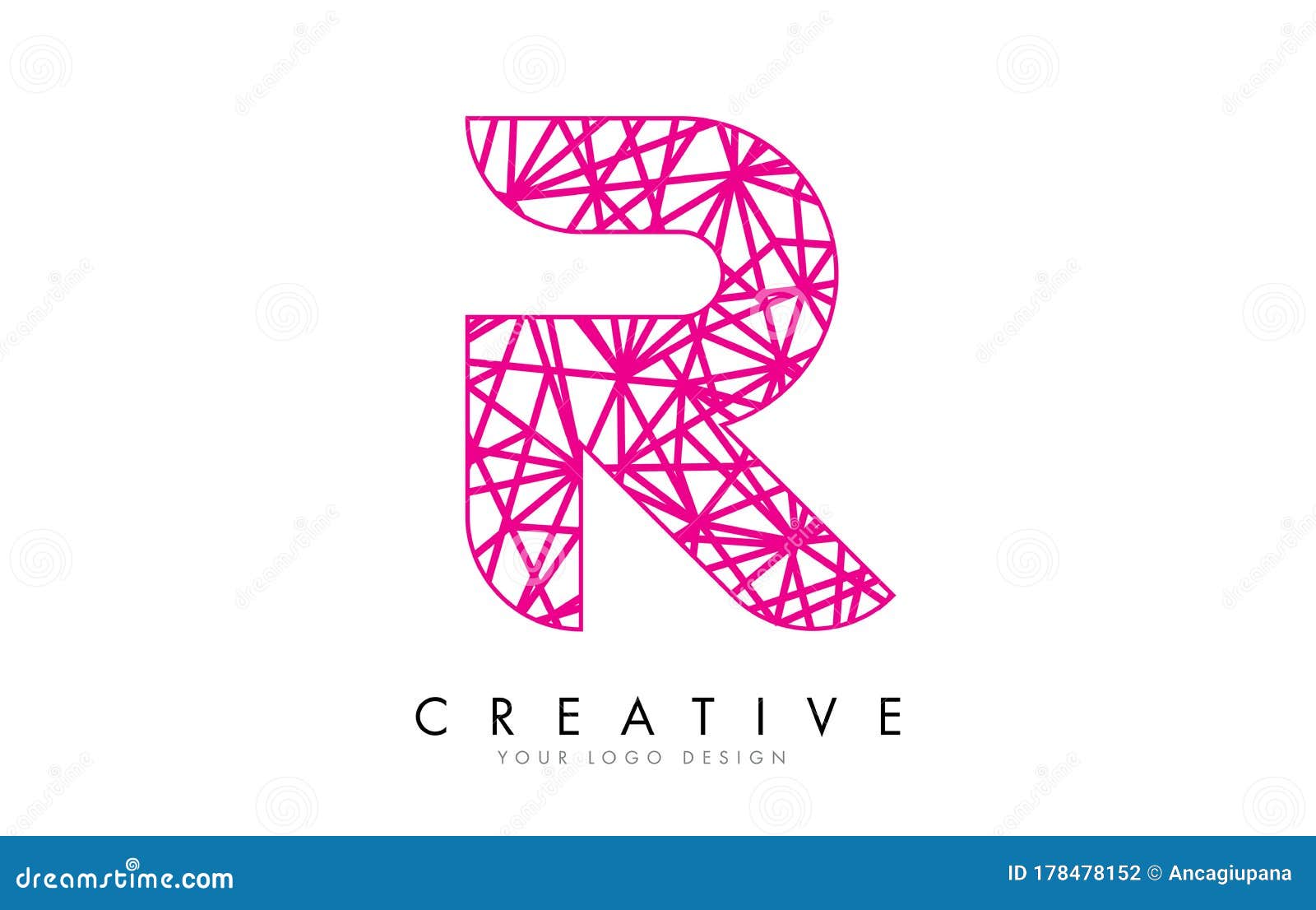 Sketched Stylized Letter R with Different Pink Lines Pattern Design ...