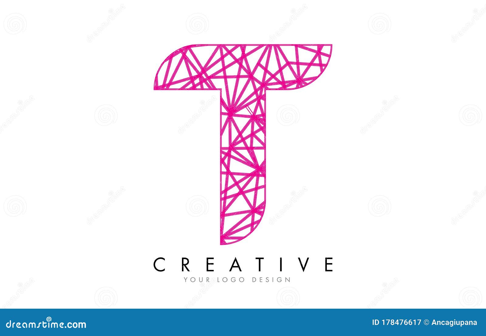 Sketched Stylized Letter T with Different Pink Lines Pattern Design ...