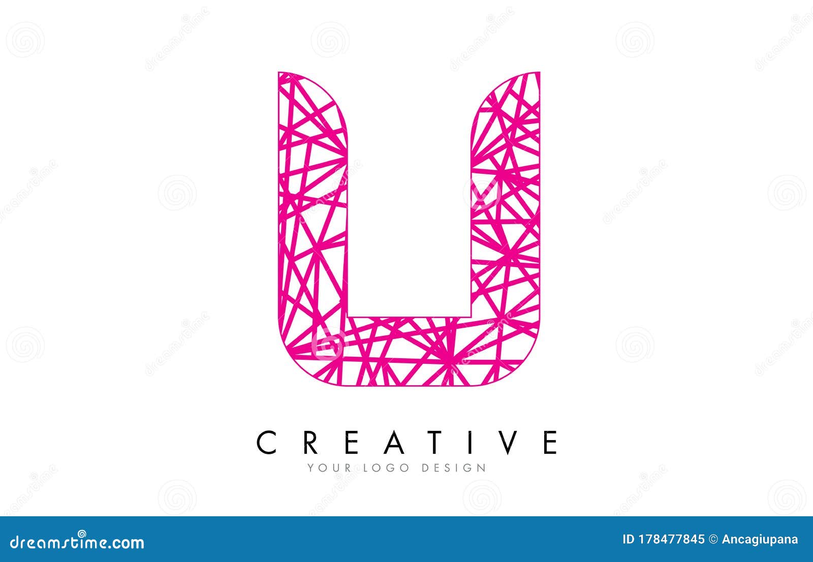 Sketched Stylized Letter U with Different Pink Lines Pattern Design ...