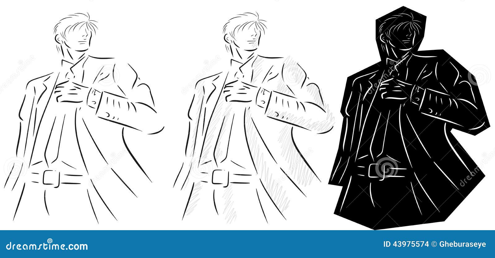 Sketched Stylized of a Nice Man with Tie Stock Illustration ...