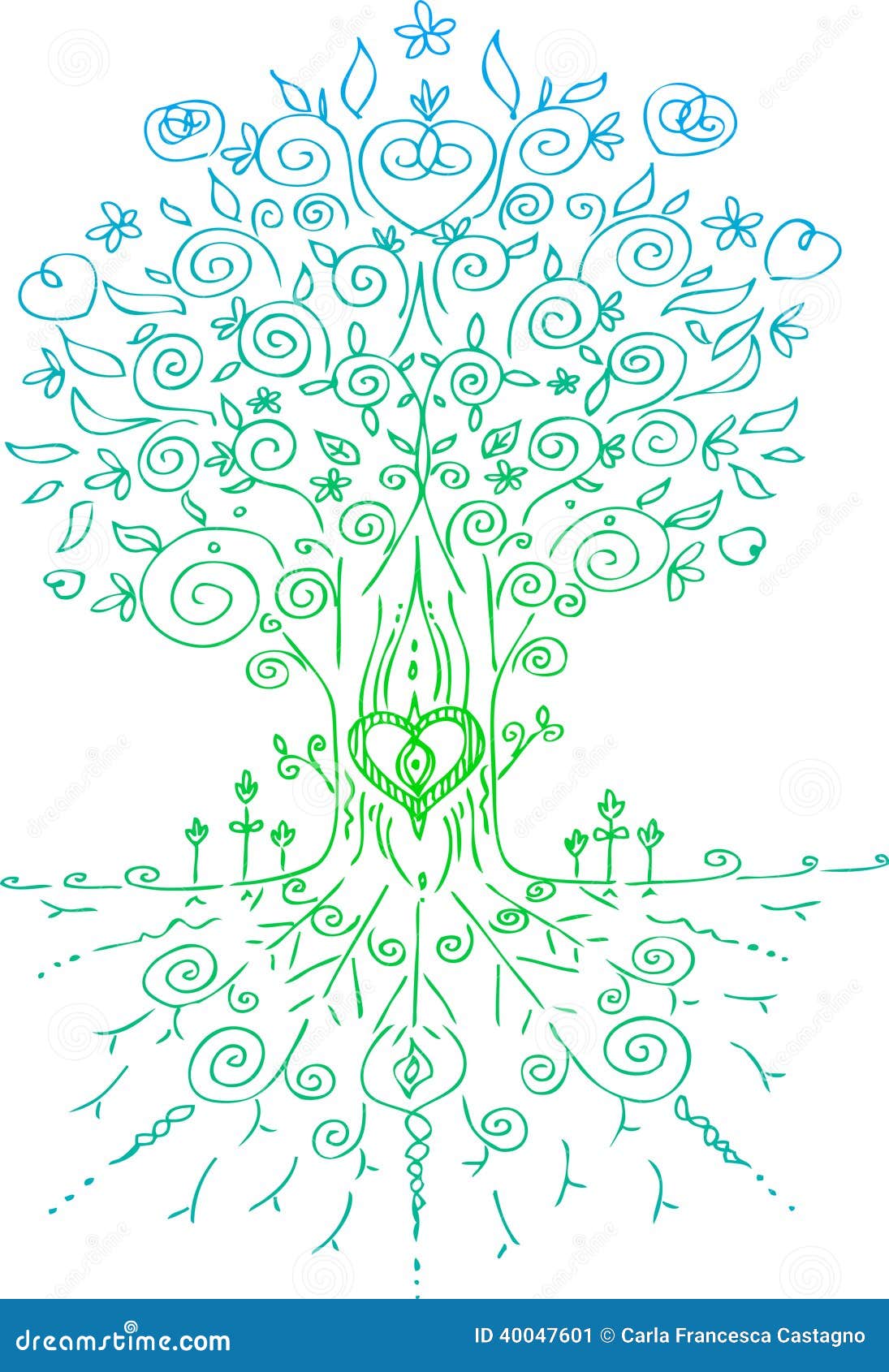 Tree Made of Doodles Vector Stock Vector - Illustration of roots, trunk ...