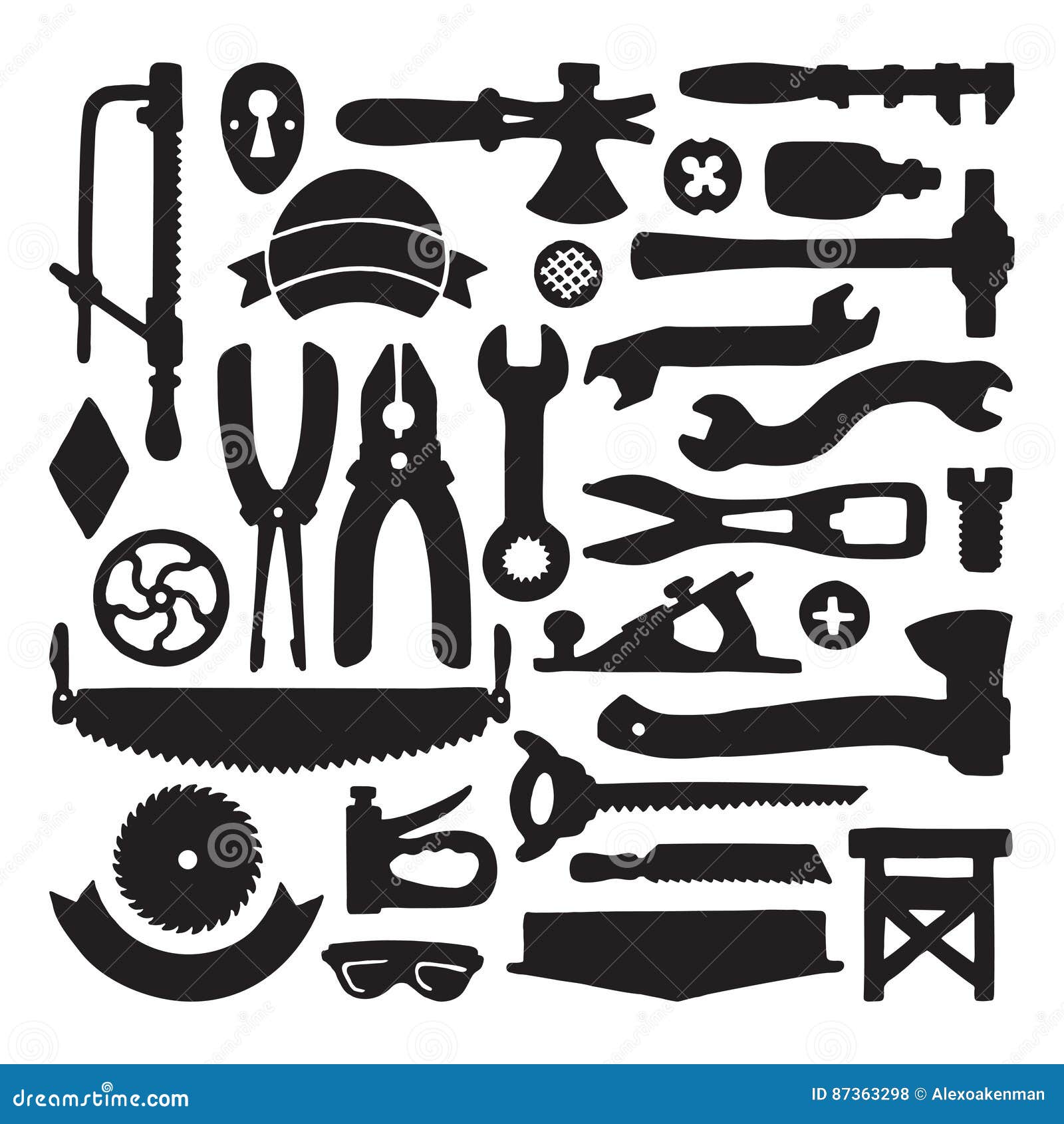 Sketched Vector Carpenter Tools and Symbols Set Stock Vector ...