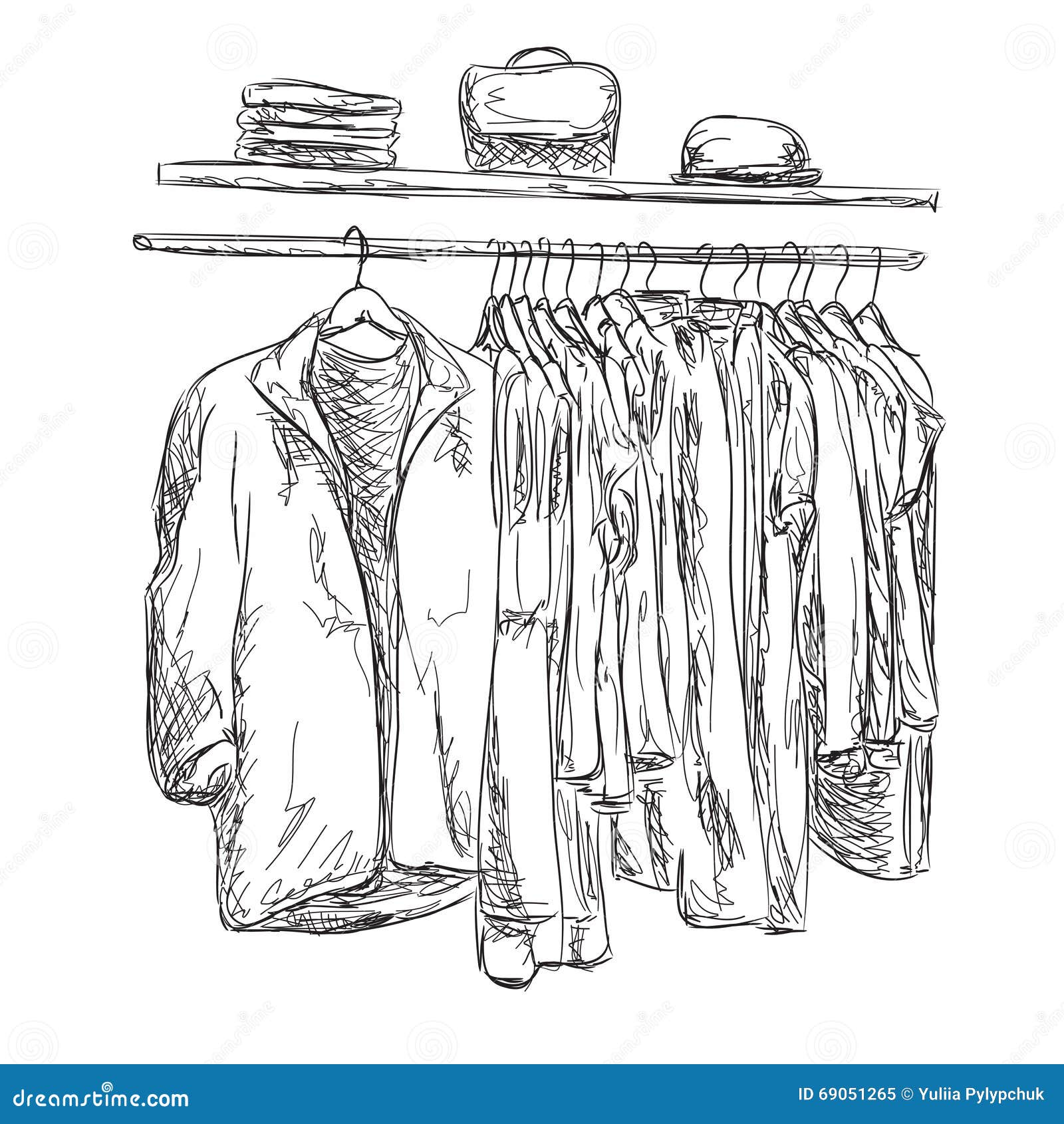Sketched Wardrobe. Hand Drawn Clothes Stock Vector - Illustration of ...