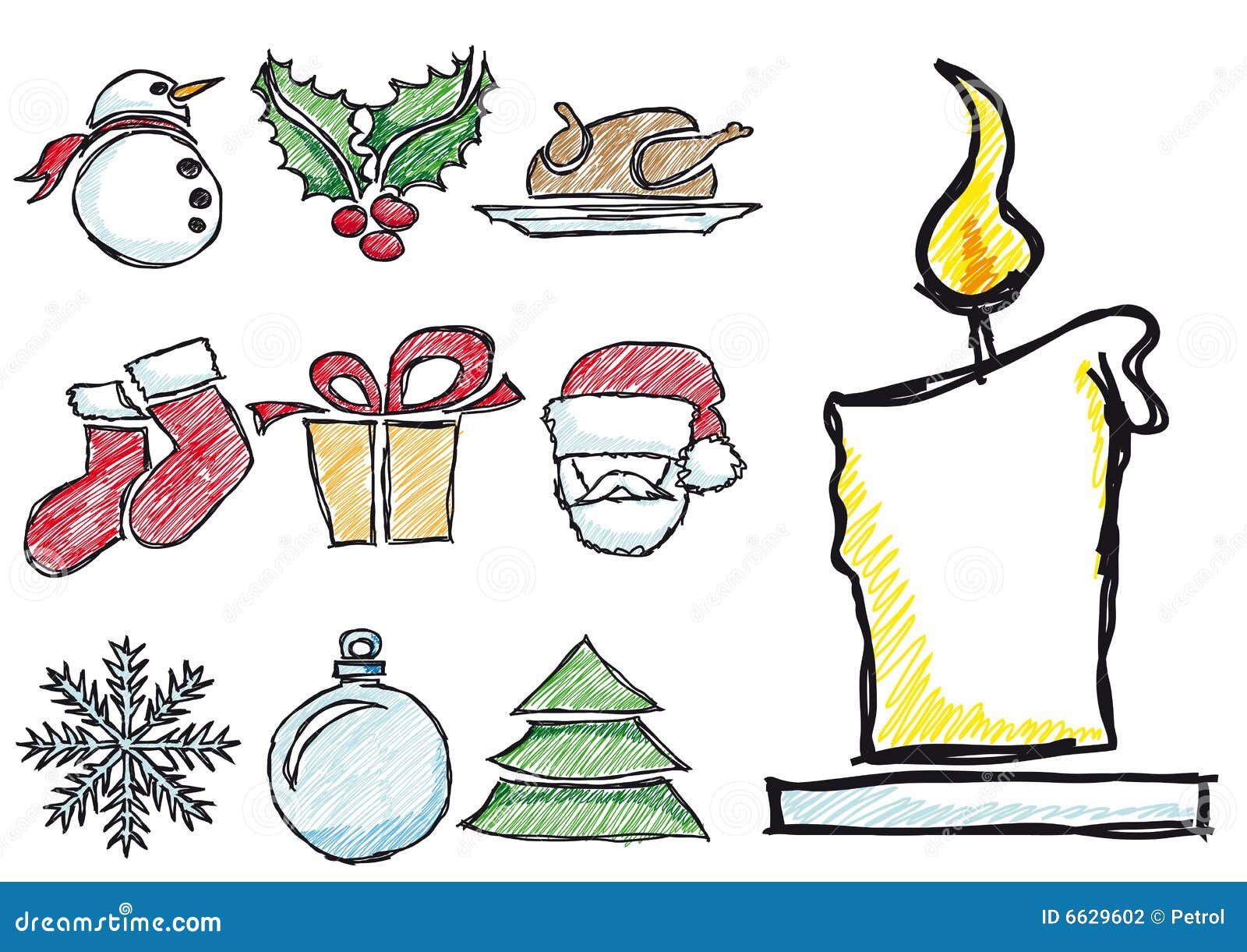 Sketched xmas symbols stock vector. Illustration of sketch - 6629602