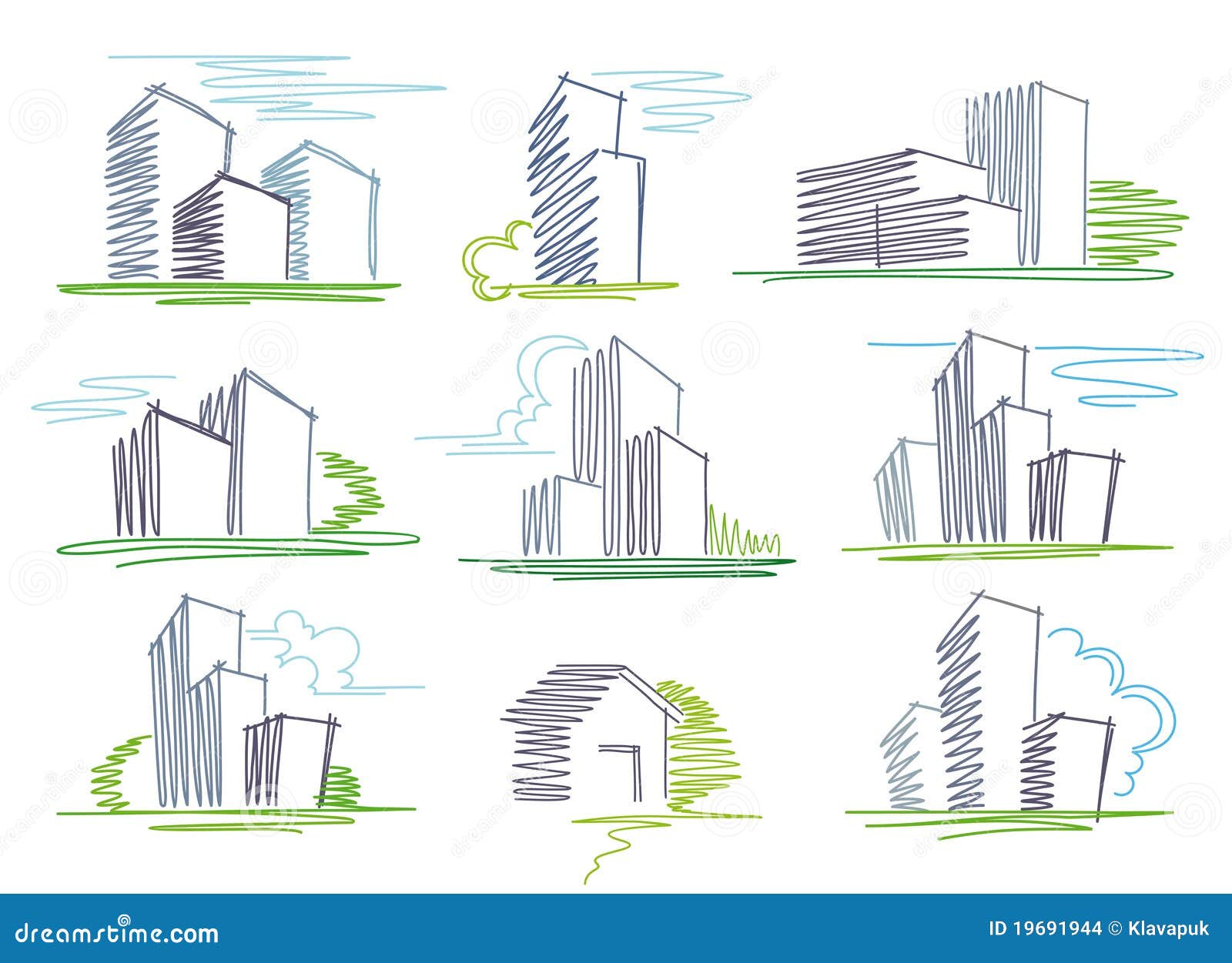 Sketches of buildings stock vector. Illustration of facade - 19691944