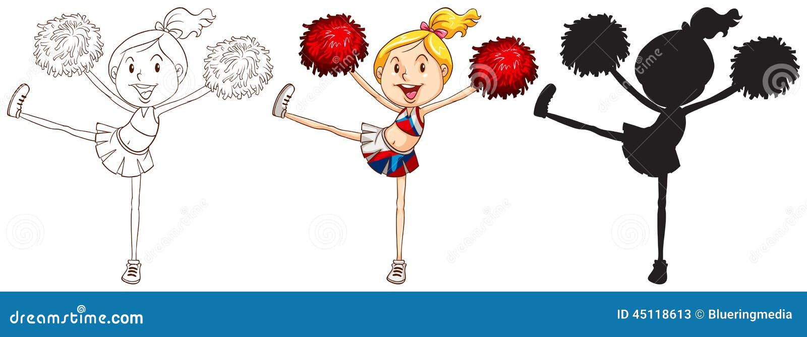 Sketches of a Cheerdancer in Different Colours Stock Vector ...