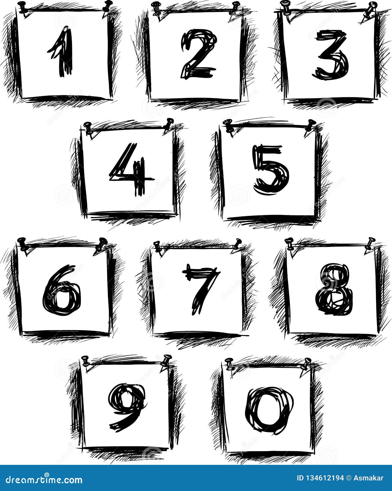 Sketches of Numbers on Paper Sheets Stock Vector - Illustration of ...