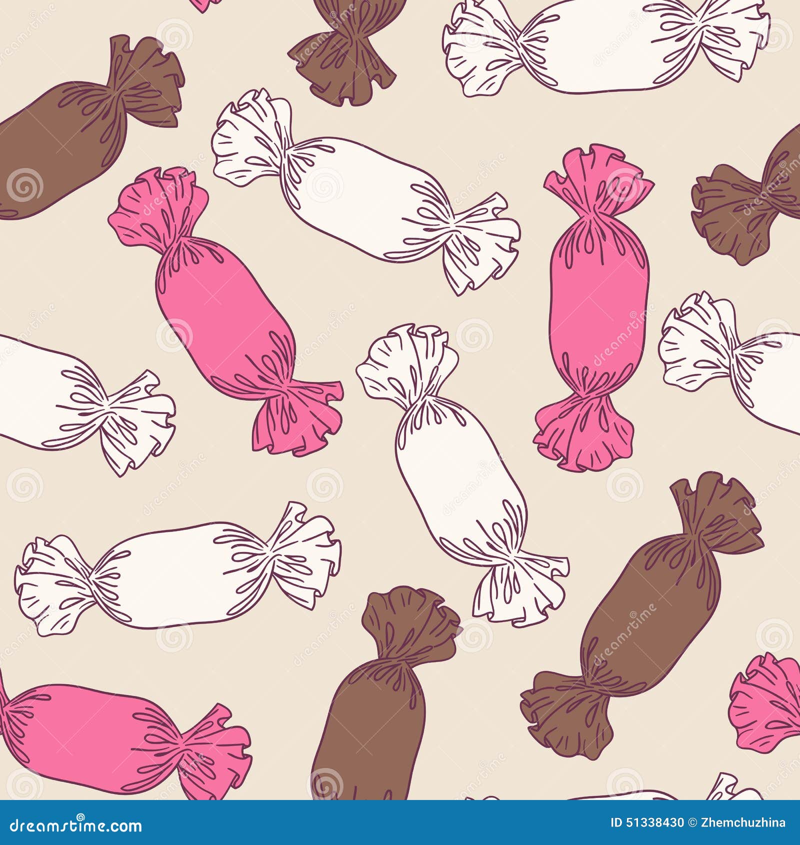 Sketching Candies Seamless Pattern Stock Vector - Illustration of line ...