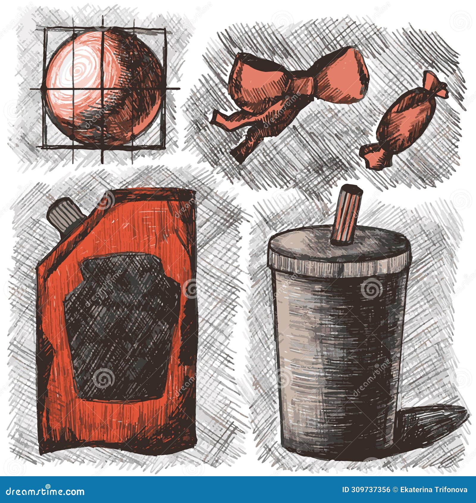 Sketching of Everyday Objects, Hand-drawn Subjects Hatching Stock ...