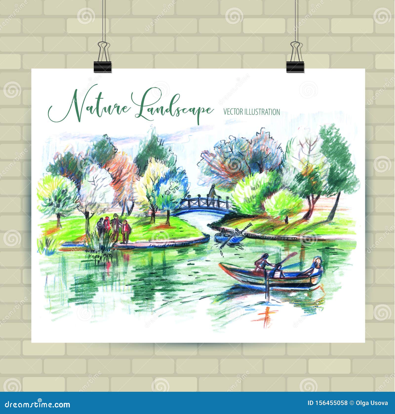 Sketching Illustration in Vector Format. Poster with Beautiful ...