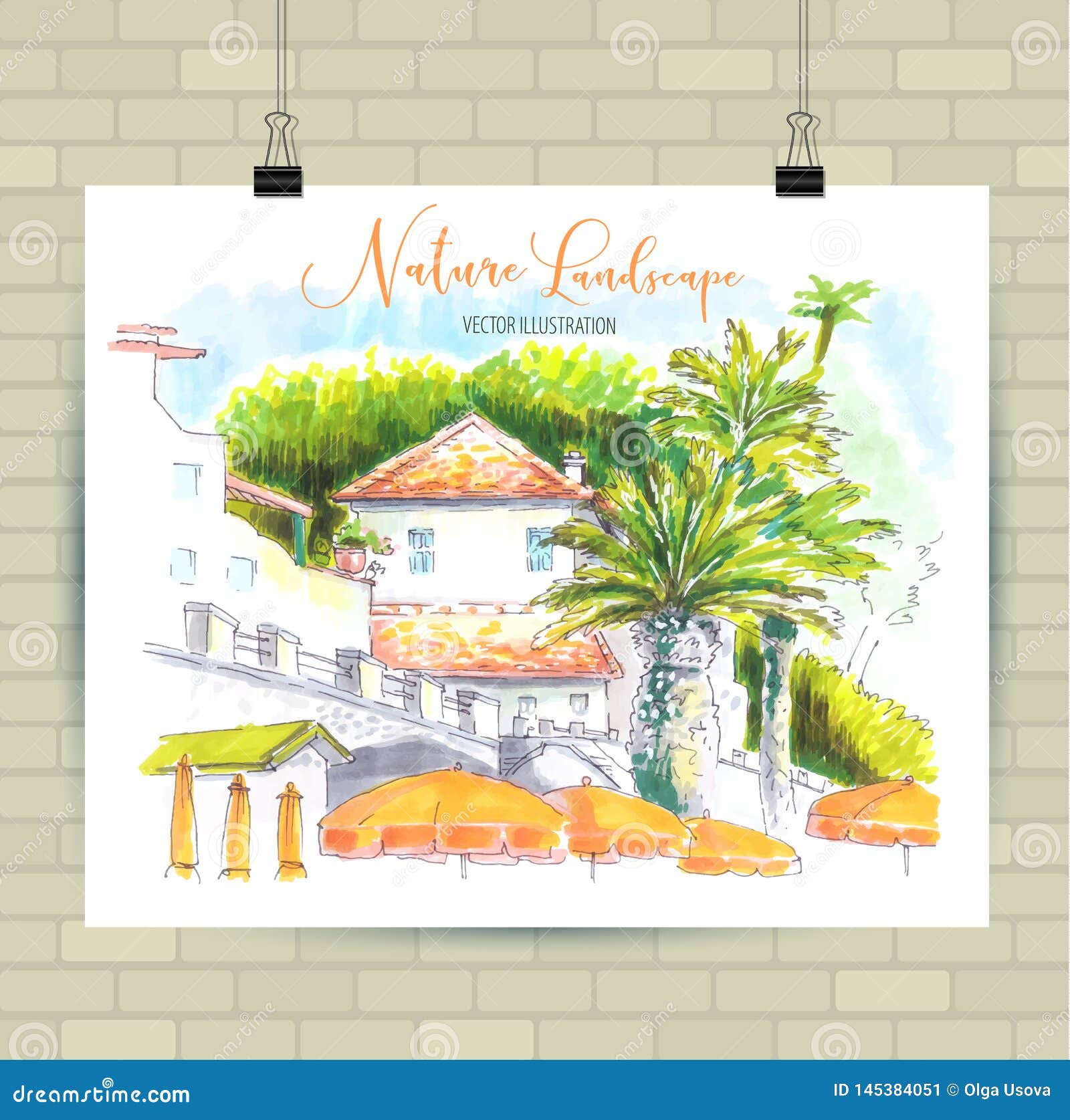 Sketching Illustration in Vector Format. Poster with Beautiful ...