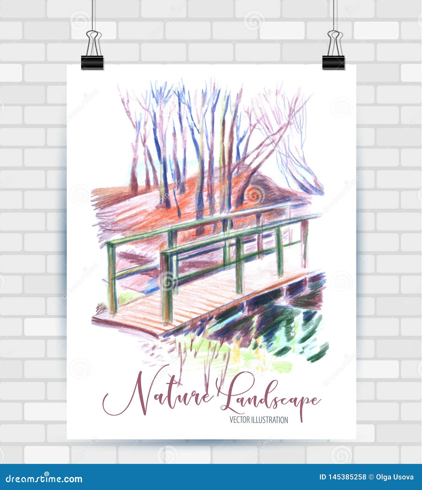 Sketching Illustration in Vector Format. Poster with Beautiful ...