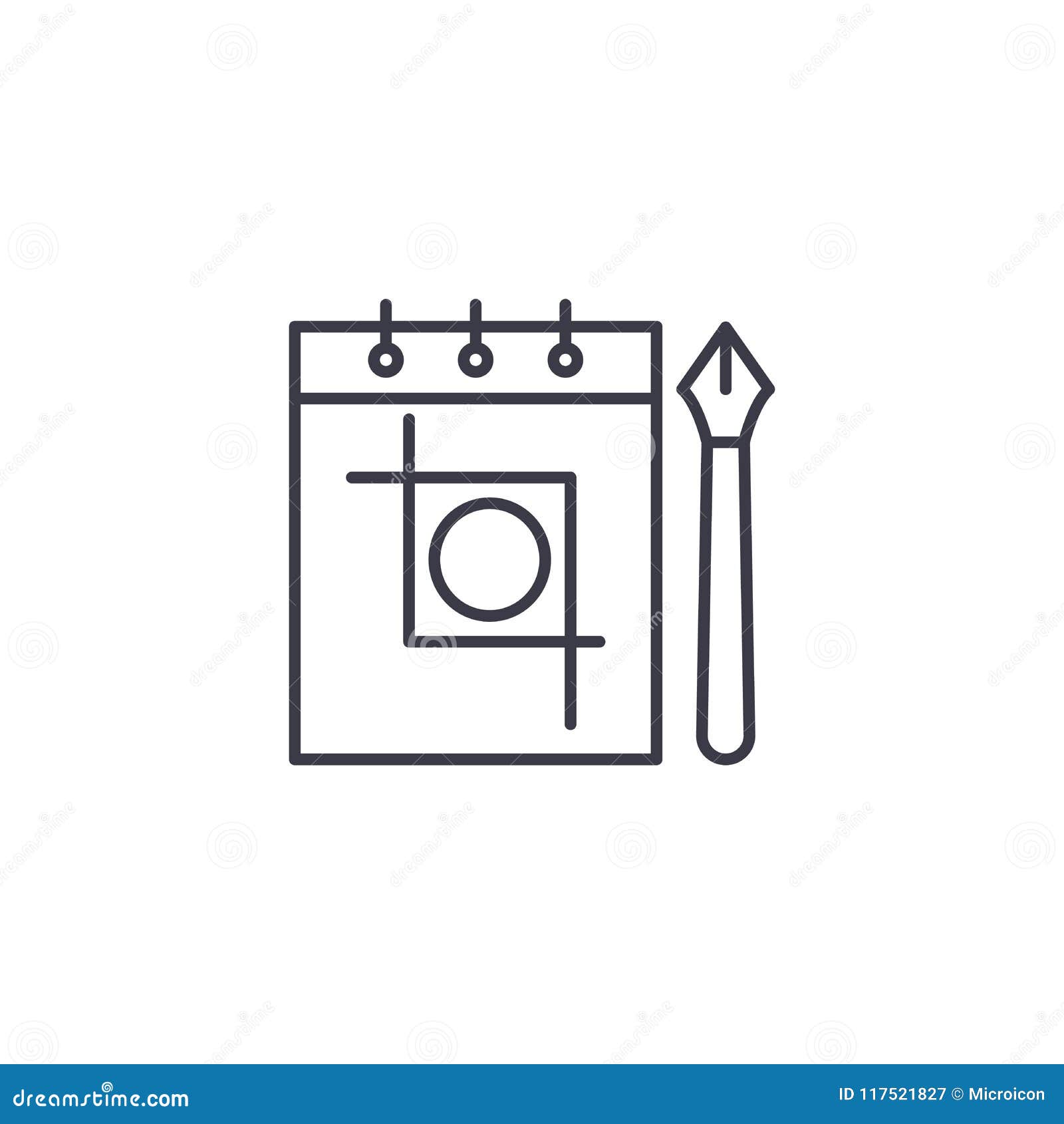 Sketching Notebook Linear Icon Concept. Sketching Notebook Line Vector ...