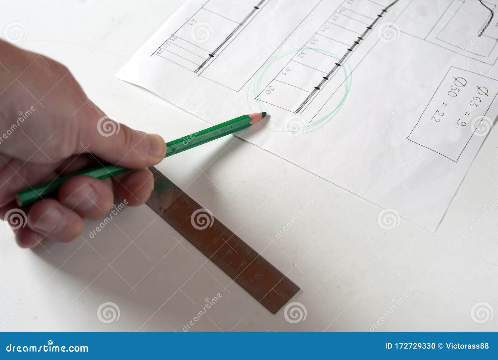 Sketching a Scheme on a Paper Stock Photo - Image of hand, project ...