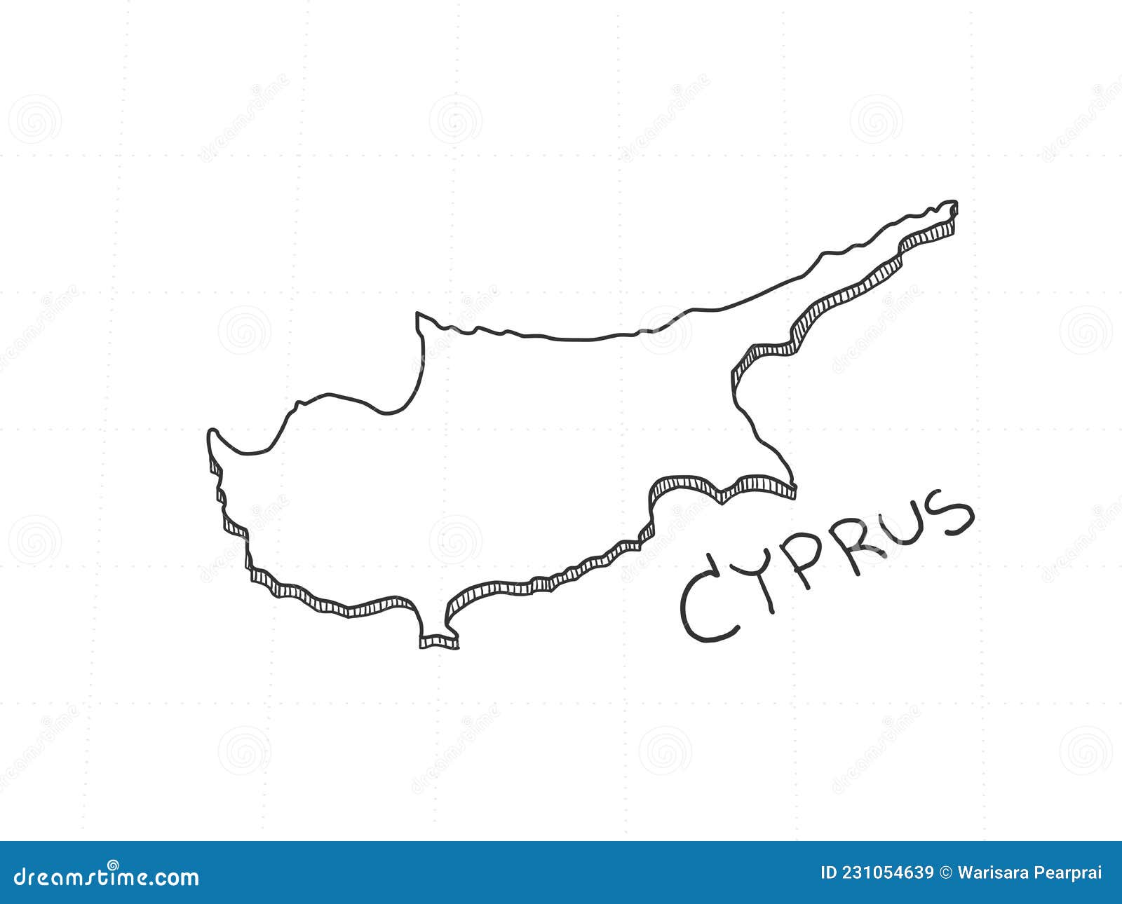 Hand Drawn of Cyprus 3D Map on White Background Stock Vector ...