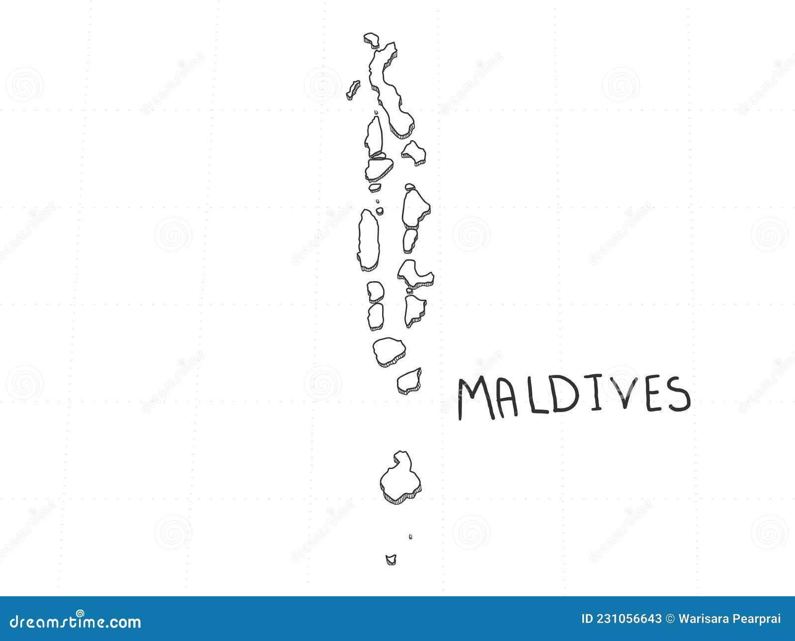 Hand Drawn of Maldives 3D Map on White Background Stock Vector ...