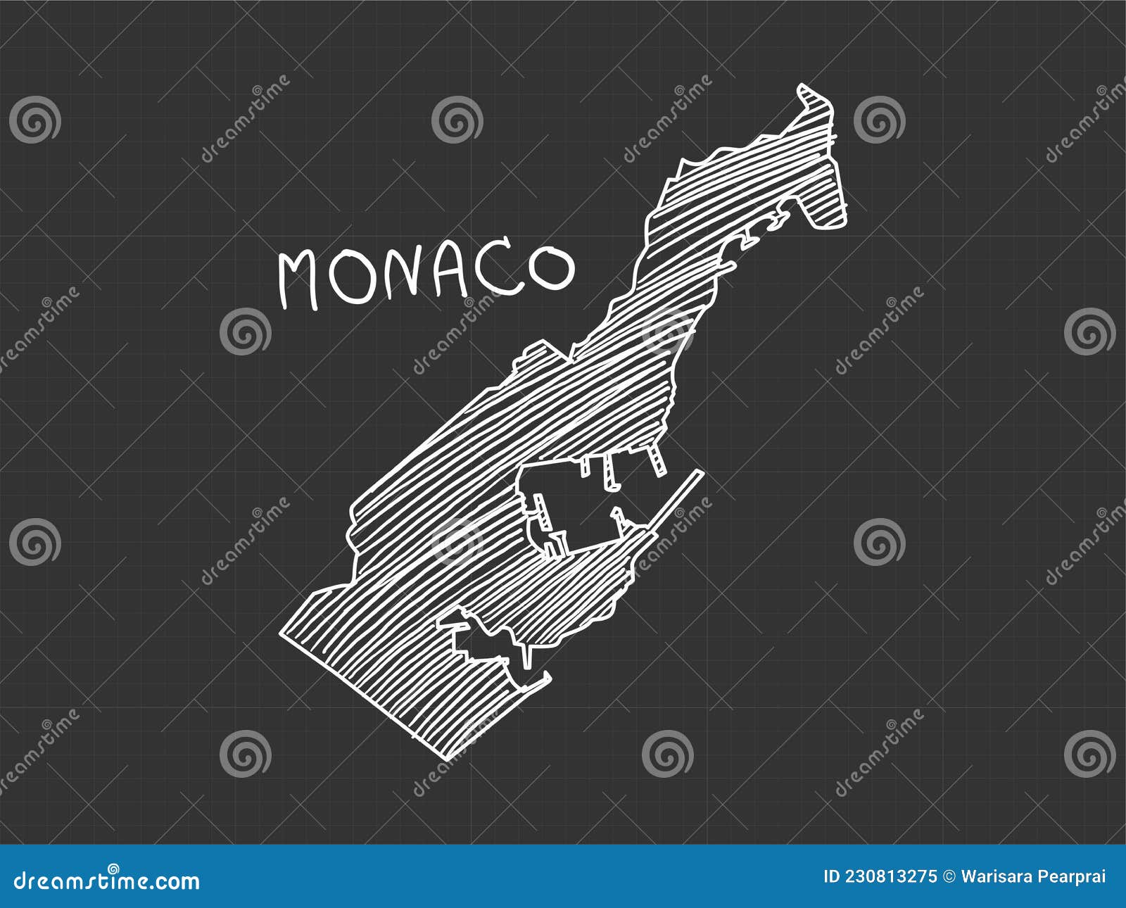 Monaco Map Freehand Sketch on Black Background Stock Vector ...