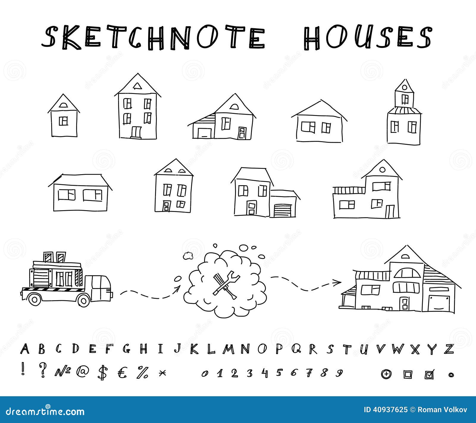 Sketchnote houses stock vector. Illustration of scene - 40937625