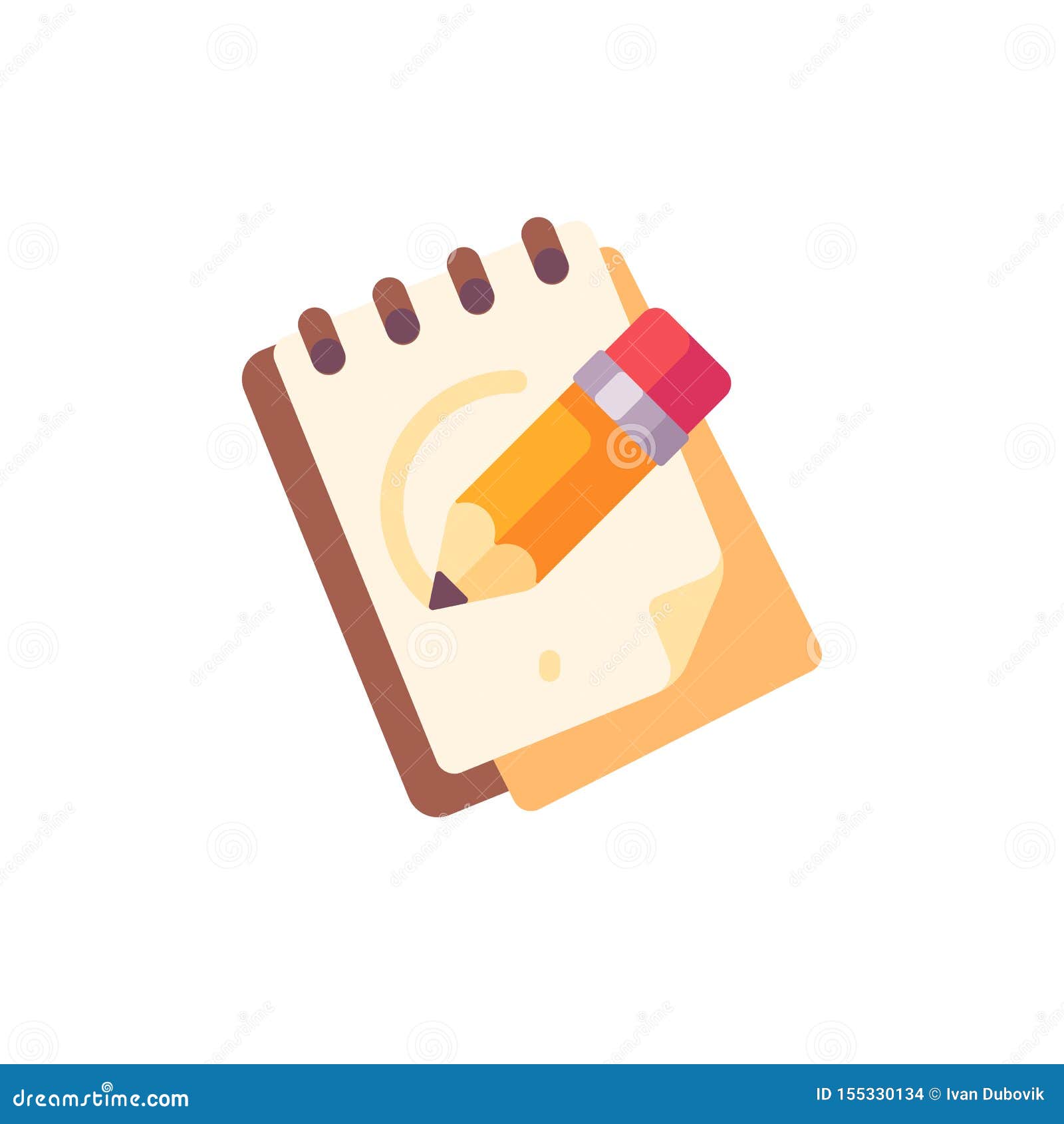 Sketchpad with a Pencil Flat Icon Stock Vector - Illustration of symbol ...
