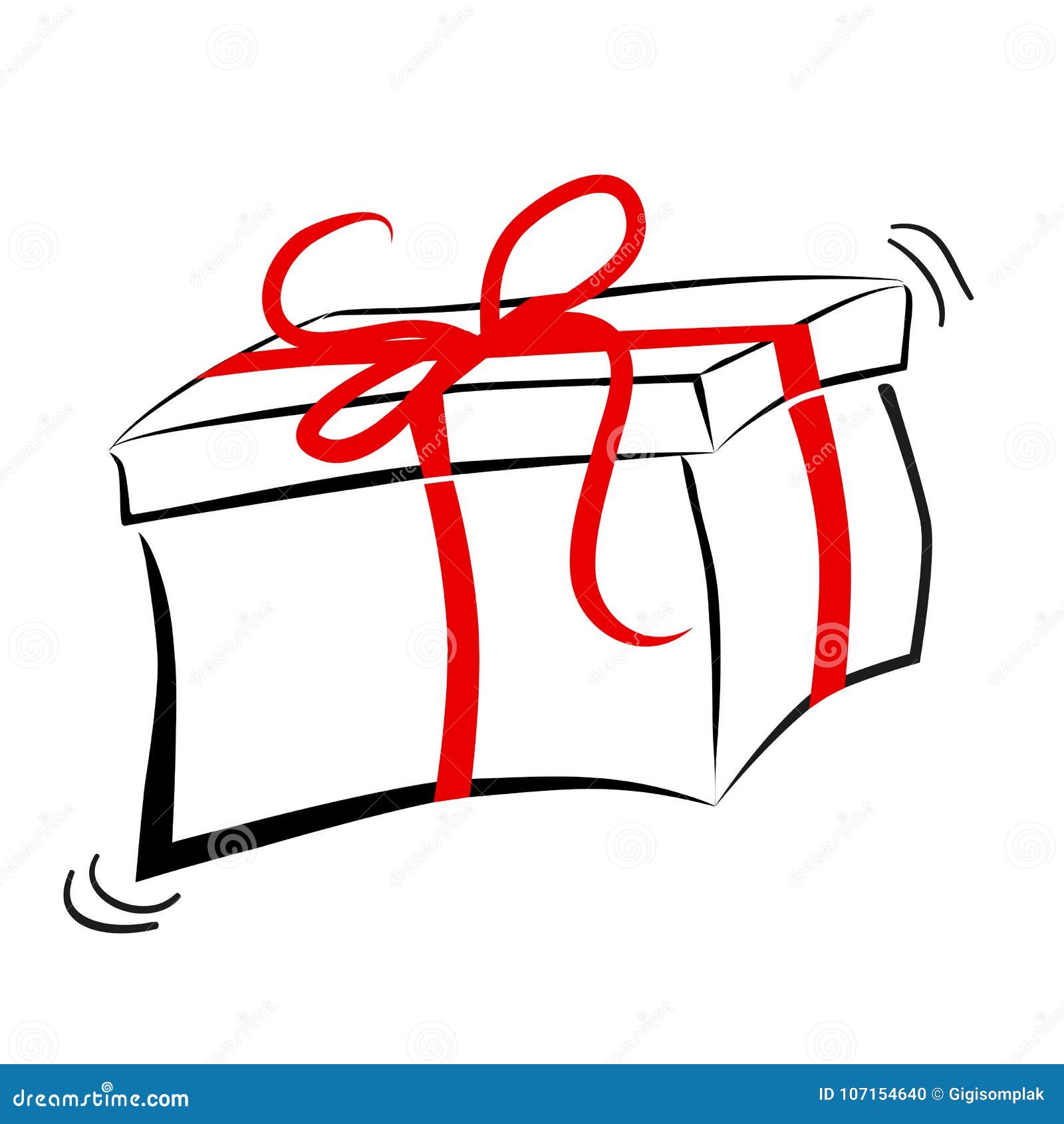 Sketchy of Black Outline Rectangle Gift Box, with Red Ribbon Stock ...